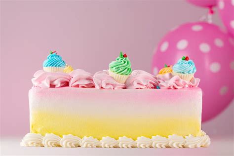 Birthday Cake Happy Birthday Pink Color Frosting Or Icing Cream