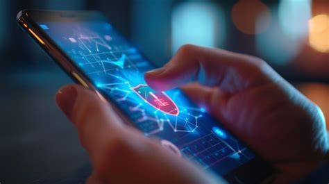 premium photo a person typing on a smartphone with a mobile security