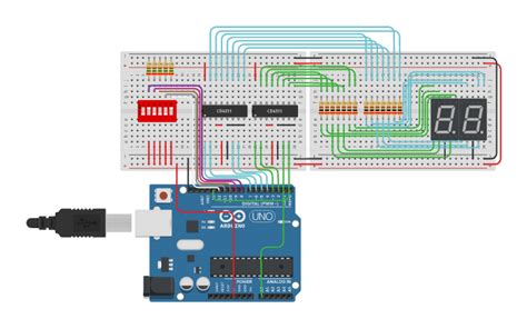 Circuit Design 7 Segment Ausgabe Tinkercad