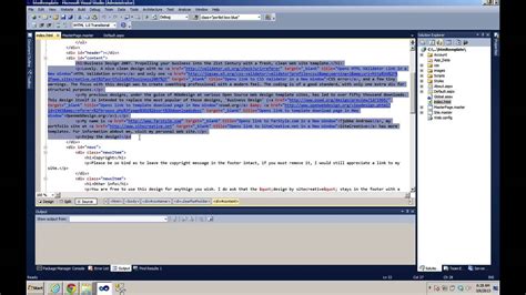 Aspnet Convert Htmlcss Template To A Masterpage Youtube