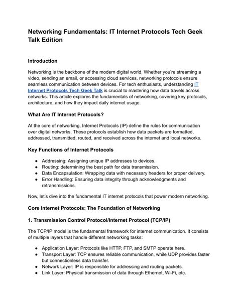 Ppt Networking Fundamentals It Internet Protocols Tech Geek Talk