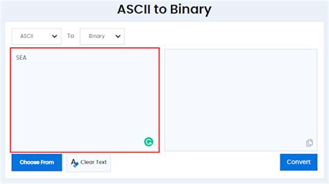 Ascii To Binary Conversion Table