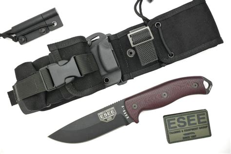 Tkc Custom Esee 5 Complete Sheath System Double Red Micarta Handle