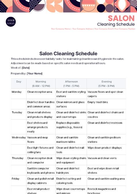 Free Cleaning Schedule Template To Edit Online