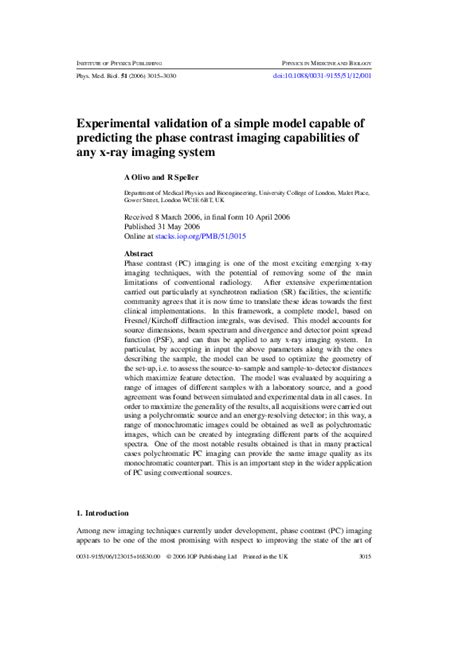 Pdf Experimental Validation Of A Simple Model Capable Of Predicting