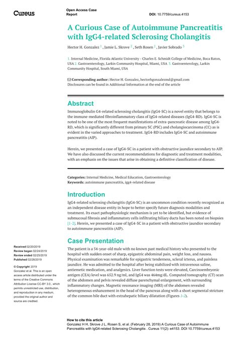 Pdf A Curious Case Of Autoimmune Pancreatitis With Igg4 Related Sclerosing Cholangitis