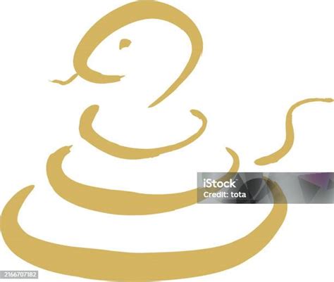 황금 똬리를 튼 뱀 손으로 그린 선이 있는 벡터 일러스트 레이 션 12월 31일에 대한 스톡 벡터 아트 및 기타 이미지 12월 31일 1월 2025년 Istock