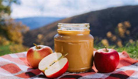 Fondo Manzanas Con Mantequilla De Manzana Para Merendar Fondo
