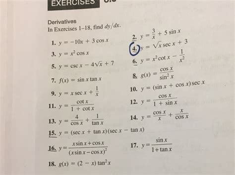 Solved Exercises Derivatives In Exercises 1 18 Find Dy Dx