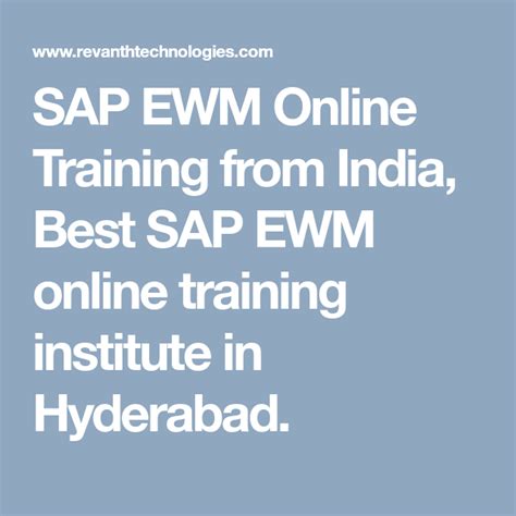 Sap Ewm Online Training From India Best Sap Ewm Online Training Institute In Hyderabad