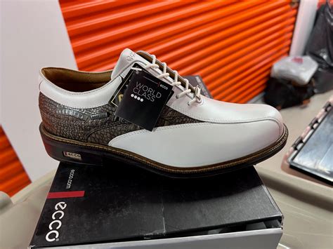 Mens Ecco World Class Golf Shoes Whiterustic Brown Size 7 75