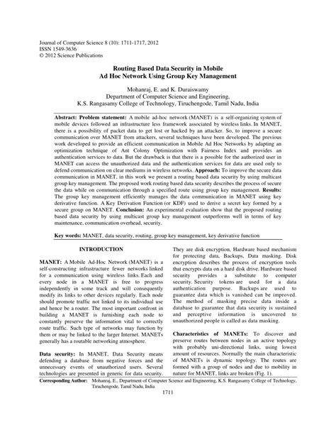 Pdf Routing Based Data Security In Mobile Ad Hoc Network Using Group