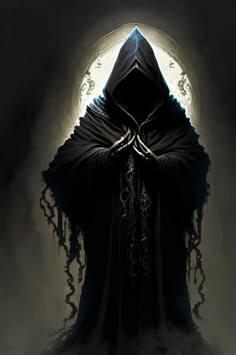 Cultist With Dark Robes Hooded Cloak Gallery Stablecog