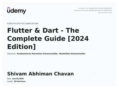 Shivam Chavan On Linkedin Successfully Completed Flutter And Dart The Complete Guide 2024 Edition