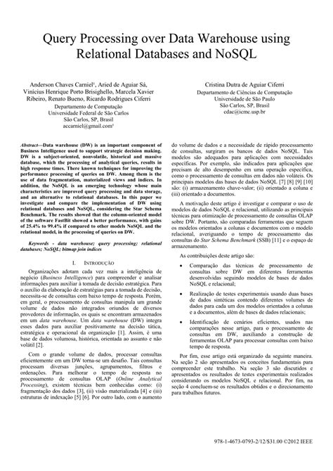 pdf query processing over data warehouse using relational databases