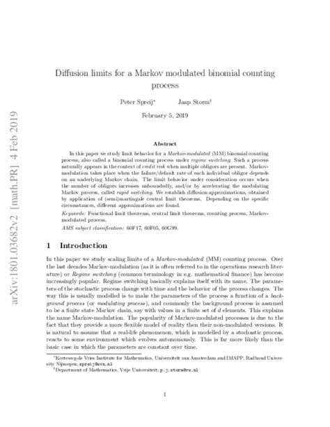 Pdf Diffusion Limits For A Markov Modulated Binomial Counting Process
