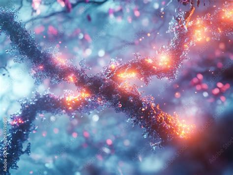 Photorealistic Rendering Of Rna Transcription Showing Clear Strand Of Mrna Being Synthesized Dna