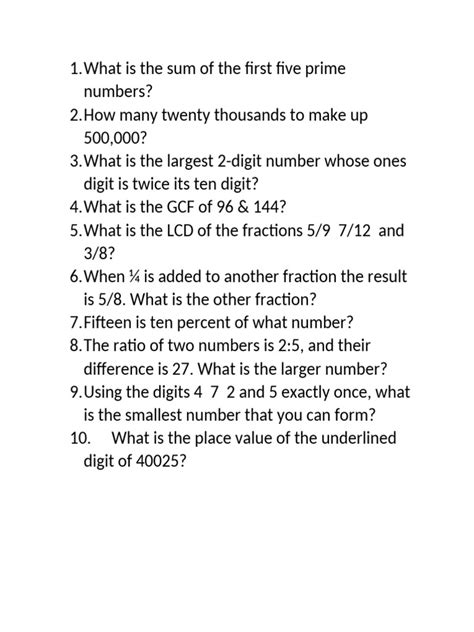 What Is The Sum Of The First Five Prime Numbers Pdf