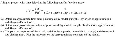 Solved A Higher Process With Time Delay Has The Following