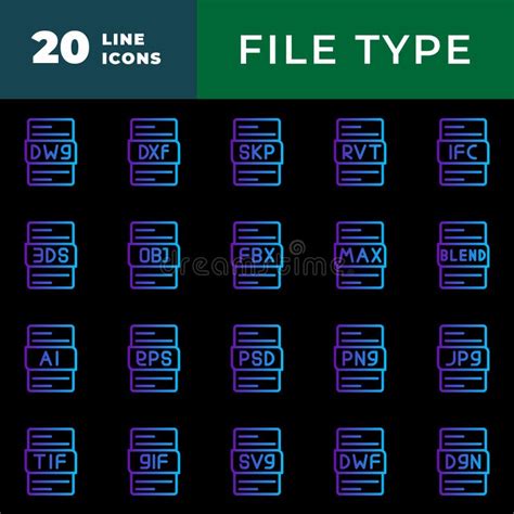 File Type Document Gradient Outline Icon Collection Format Extension