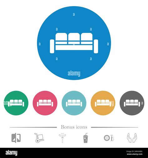 Sofa Flat White Icons On Round Color Backgrounds 6 Bonus Icons Included Stock Vector Image