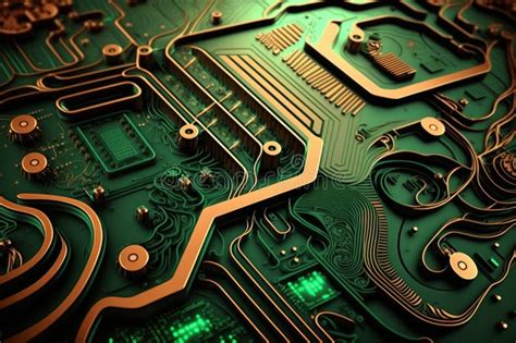 Close Up Abstract Circuit Board Details For Technology Concept Generative Ai Stock Illustration