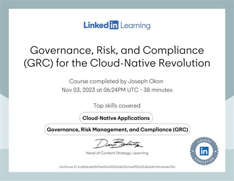 Course On Grc For Cloud Native Applications Joseph Okon Posted On The