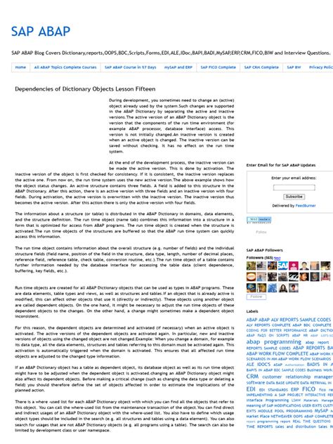 15 Dependencies Of Dictionary Objects Lesson Fifteen Sap Abap Pdf