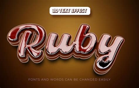Premium Vector Ruby 3d Editable Text Effect Style