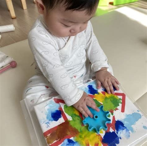 7개월 놀이 지퍼백 물감놀이