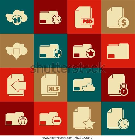 Set Document Clock Folder Psd File Stock Vector Royalty Free 2033233049 Shutterstock