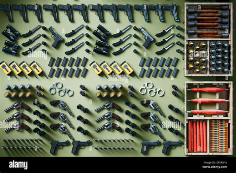 Weapons And Military Boxes Full Of Ammunition Army Accessories War