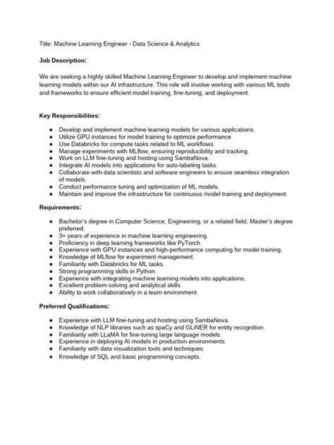 Machine Learning Engineer For Data Science Analytics Pdf