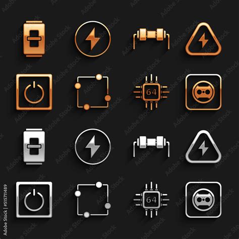 Set Electric Circuit Scheme High Voltage Electrical Outlet Processor With Microcircuits Cpu