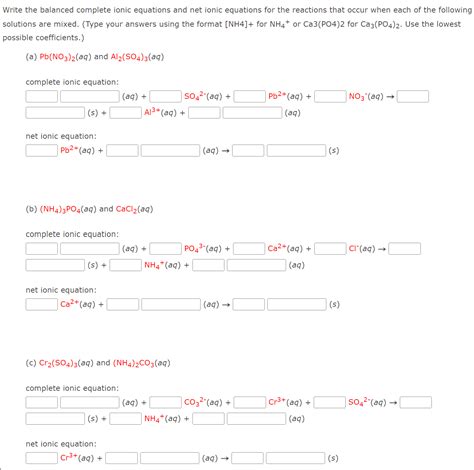 Solved Write The Balanced Complete Ionic Equations And Net Chegg