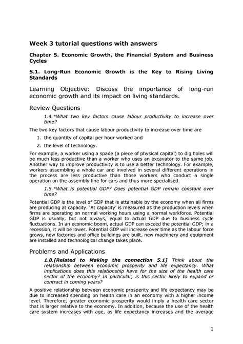 Week 3 Tutorial Questions Answers Week 3 Tutorial Questions With Answers Chapter 5 Economic