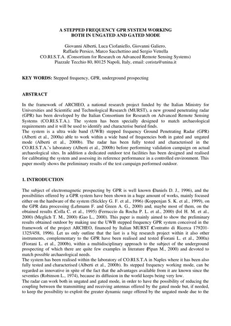 Pdf A Stepped Frequency Gpr System Working Both In Ungated And Gated Mode