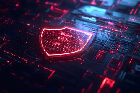 Digital Shield Protecting A Network Glowing Binary Code And Secure Lock Icons Stock