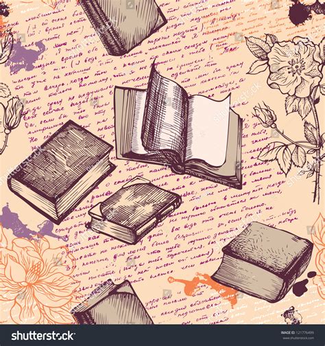 Seamless Illustration Old Books Vintage Style Stock Vector Royalty Free Shutterstock