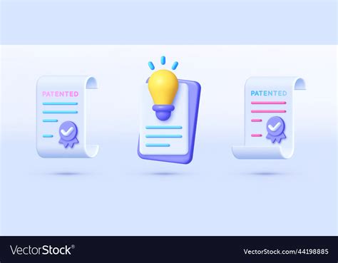 Big Set Patented Patent Document 3d Royalty Free Vector