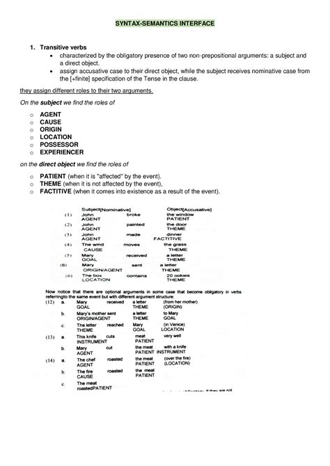 syntax semantics interface syntax semantics interface transitive