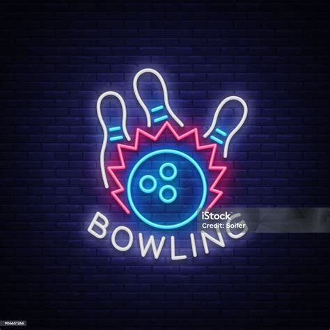 볼링 벡터입니다 네온 사인 상징 밝은 배너 광고 밝은 밤 볼링 빛나는 네온 빌보드 볼링 클럽 로고에 대 한 서식 파일을 디자인 합니다 벡터 일러스트 레이 션 가벼운에 대한