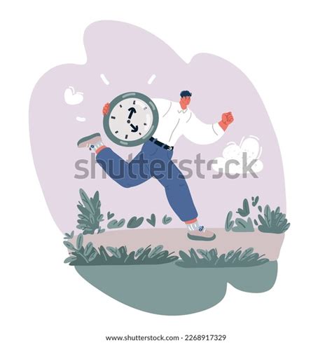 Cartoon Vector Illustration Man Running Clock Stock Vector Royalty Free Shutterstock