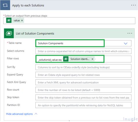 list solution details and their components using power automate flow