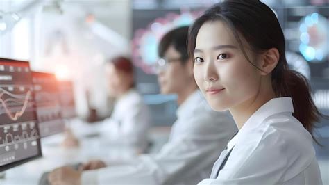 Asian Tech Team Creates Healthcare It Solution With Female Coding Analyst Concept Healthcare It