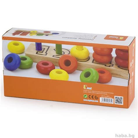 Дървена игра за нанизване цветове и броене