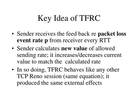 Ppt Tfrc Tcp Friendly Rate Control Using Tcp Equation Based Congestion Model Powerpoint