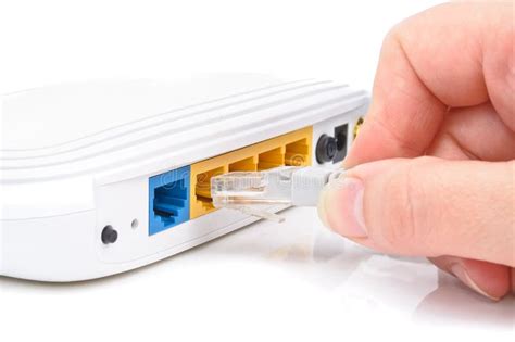 Connect The Cable To The Network Switch Stock Image Image Of Equipment Optic
