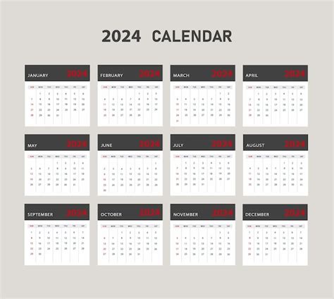 Дизайн календаря на 2024 год Премиум вектор