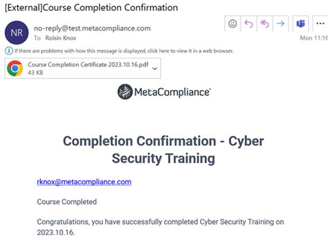 What Is A Course Completion Email MetaCompliance